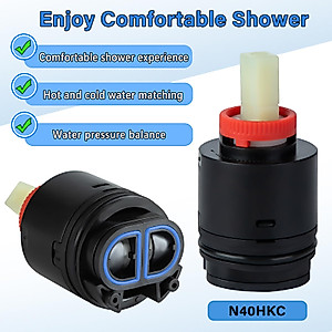 N40HKC Shower Cartridge Replacement, Faucet Cartridge Replacement, Compatible With Tub/Shower Faucet, for Shower Valve, Product height 3.07 inches 78 mm, Width 1.58 inches 40 mm