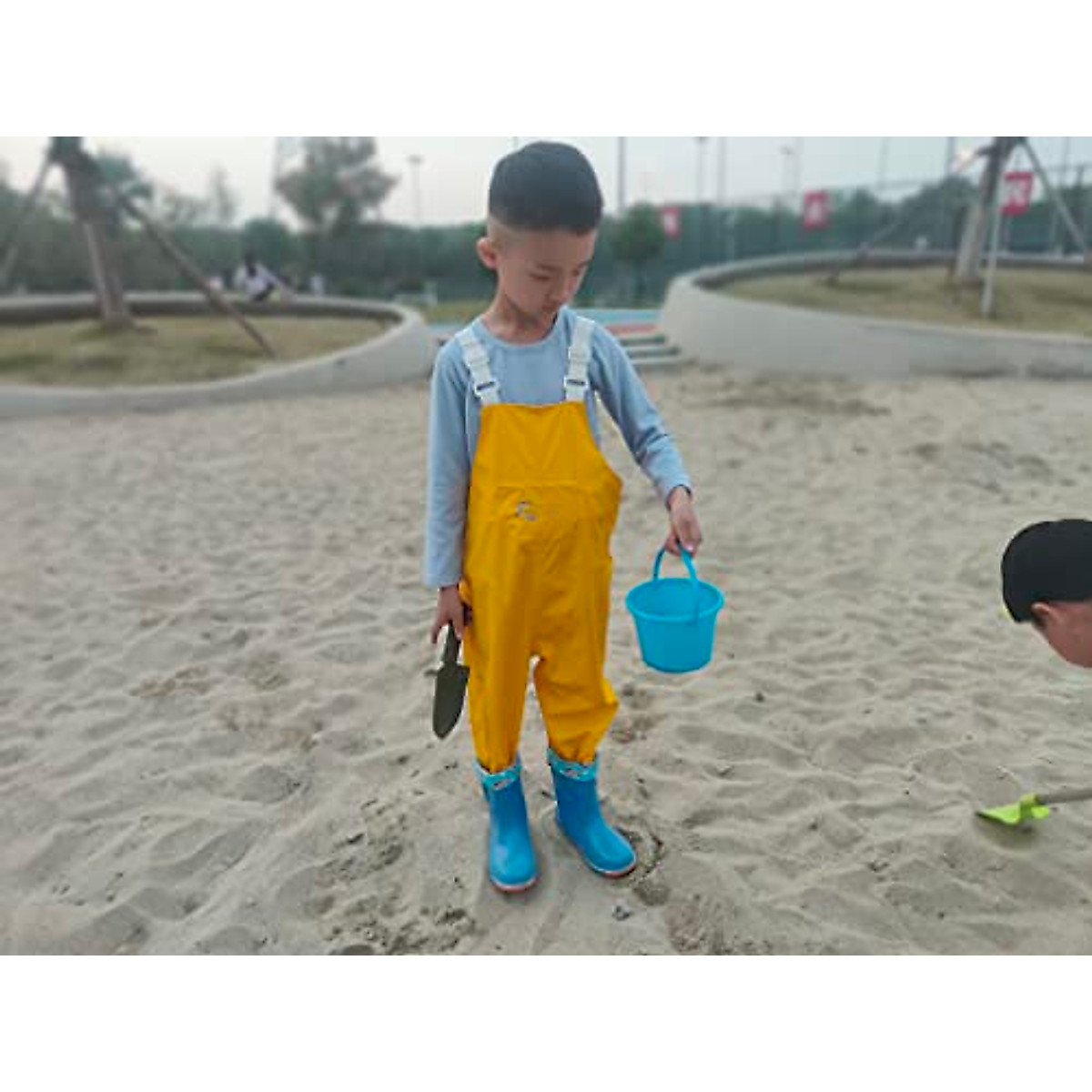 MOUNTAIN AND FISHING Unisex Baby and Kids' Pants , Waterproof and Windproof Bib Overall, Toddler Suspender Rain Gear Suspender Trouser Lightweight Outdoor Rain Bib (L/XL)