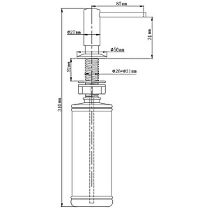 Gold Kitchen Soap Dispenser,Sold Brass Gold Soap Dispenser for Kitchen Sink,Commercial Liquid Dish Dispensers,Built in Kitchen Sink Soap Dispenser,Brushed Gold Lotion Dispenser