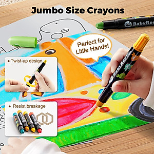 Jar Melo Jumbo Crayons for Toddlers, 12 Colors Twistable Crayons Non Toxic Washable Crayons, Easy to Hold Silky Large Crayons, Safe for Babies and Children, Gift for Boys and Girls Back to School
