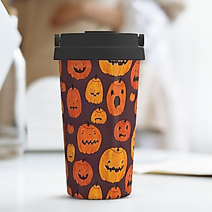 WANGXUEE Halloween Pumpkin1 Print 500ml Stainless Steel Travel Tumbler Double Wall Vacuum Insulated Coffee Mug