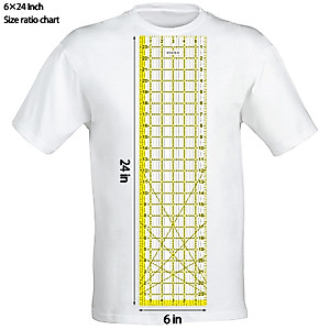 Acrylic Ruler 7 Piece Set , Non Slip Rings 50 Pieces，Quilting Rulers, Size (6"x24"),(2"x24"),(3"x18"),(3"x8"),(1.5"x12"),(1"x12"),(1"x6")