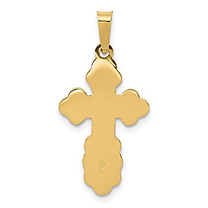 Diamond2Deal 14K Yellow Gold Eastern Orthodox Religious Crucifix Cross Charm and Pendant