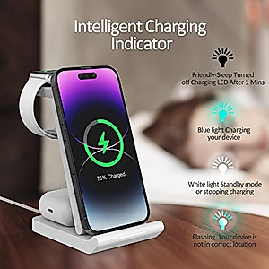 Wireless Charging Station,Wireless Charger Stand 3 in 1 Compatible for iPhone14/13/12/11/Pro Series,for Watch7/6 Series,Airpods 3/2/Pro.