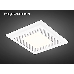 Tech Drive Bathroom Fan with Light 50 CFM 1.0Sone No Attic Access Needed Installation,Very Quiet Bath Ventilation and Exhaust Fan with LED Light 4000K 600LM, 4inch Duct