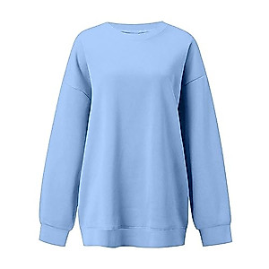 JDHUFEI Womens Oversized Sweatshirt Crewneck Loose Fit Shirts Long Sleeve Fleece Pullover 2023 Fall Casual Clothes Tops