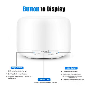 Ultrasonic Cool Mist Humidifier,Portable Small Humidifiers for Bedroom Home Office Travel Kids Baby Room,Aroma Essential Oil Diffuser 7 Color Night Light with High Low Mist Output,Timer,Auto Shut Off