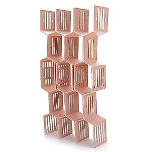 Oumefar 12pcs Drawer Dividers Organizer, Underwear Drawer Tool Drawer Divider Adjustable Honeycomb Closet Organizer Drawer Dividers(Pink)