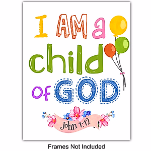 Bible Verse Wall Art - Scripture Wall Art - Christian Wall Art for Kids, Boys, Girls Bedroom - Religious Gifts for Kids - Aesthetic Wall Collage Kit - God Wall Decor - Positive Inspirational Quotes