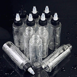 Twdrer 16 Pack Clear Dispensing Bottles with Twist Top Cap,Small Boston Round LDPE Plastic Squeeze Bottles(4oz/120ml)