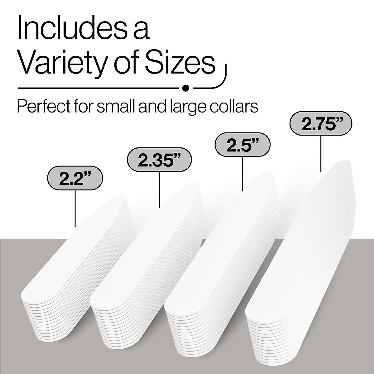 Moulet 56 Collar Stays for Men's Dress Shirts - Premium Dress Shirt Collar Inserts, 4 Sizes - Plastic Collar Stays for Men (Plastic)