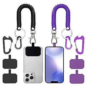 HOTEMIA Phone Tether Lanyard Anti Theft Phone Strap with Carabiner Anti-drop Outdoor Skiing Hiking Cycling fishing Climbing fit iPhone and Most Cell Phone (Black+Purple)