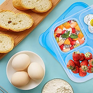 Bercoor Set of 6 Bento Snack Boxes, Meal Prep Container, 4 Compartments Leakproof Food Prep Containers for School, Work and Picnic