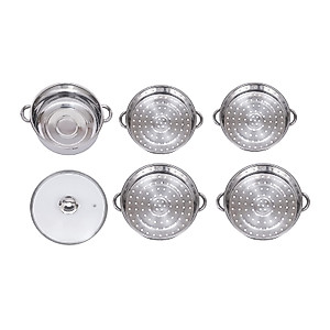 Multipurpose Stock Pot and Steamer Pot 5 Tier Pasta Pot Cooker Pot Kitchen Steaming Cookware with Lid for Cooking Vegetables, Seafood,Soups, Stews (17.71'' H)