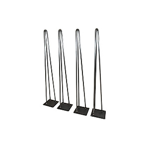 Barn XO, Custom 3-Rod Hairpin Legs, Set of 4 - Choose from 12" to 42" Height, Handmade for DIY and Home Projects, Choose From Untreated Raw, Matte Clear Coat or Black Finish, Made in the USA