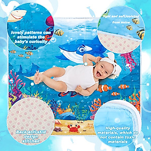 Baby Play Mat Non Slip Ocean Sea Animal Soft Foldable Washable Portable Playmat Sea Crawling Mat Baby Tummy Time Mat Floor Play Mats for Infants Toddler Playpen, 43 x 43 Inch