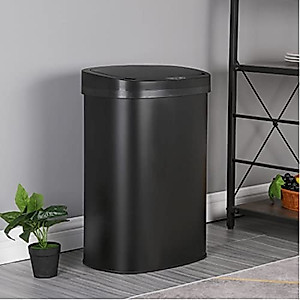 Lucky Shop 13 Gallon Kitchen Trash Can Automatic Garbage Can, Stainless Steel Waste Bin with Lid, Electronic Touch Free Motion Sensor High-Capacity Brushed Metal for Indoor, Black GL-TC-1350R-Black