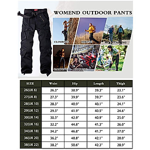 XNMAYA Cargo Pants for Women, Military Army Camo Combat Trousers,Work Camping Hiking Casual Pants with Pockets Black US 2