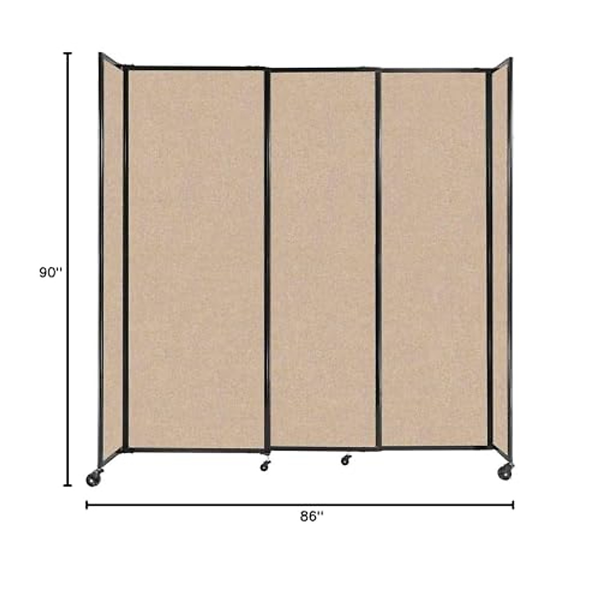 Versare Straightwall Sliding Portable Wall Partition | Freestanding Office Dividers | Locking Wheels | Temporary Room Separator | 7'2'' Wide x 7'6'' Tall Beige Fabric Panels