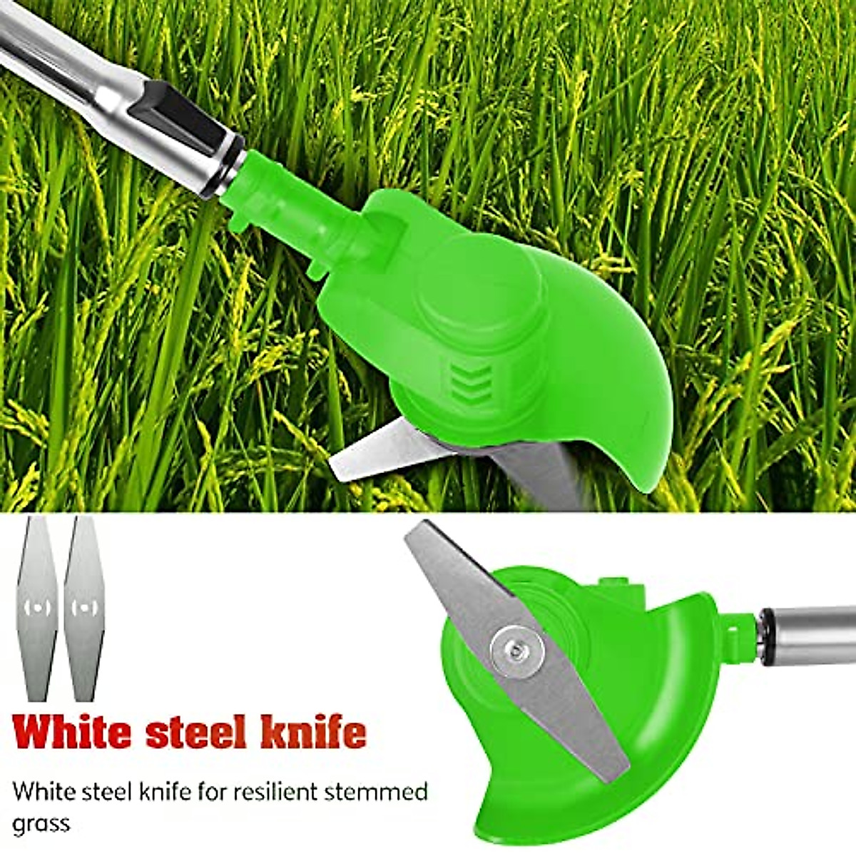 Electric Weed Wacker - 24V Li-Ion Cordless String Trimmer Weed Eater with Charger and 2 Battery, Lightweight Portable Grass Edger Lawn Mower for Lawn, Yard, Garden (Green w/Wheels)