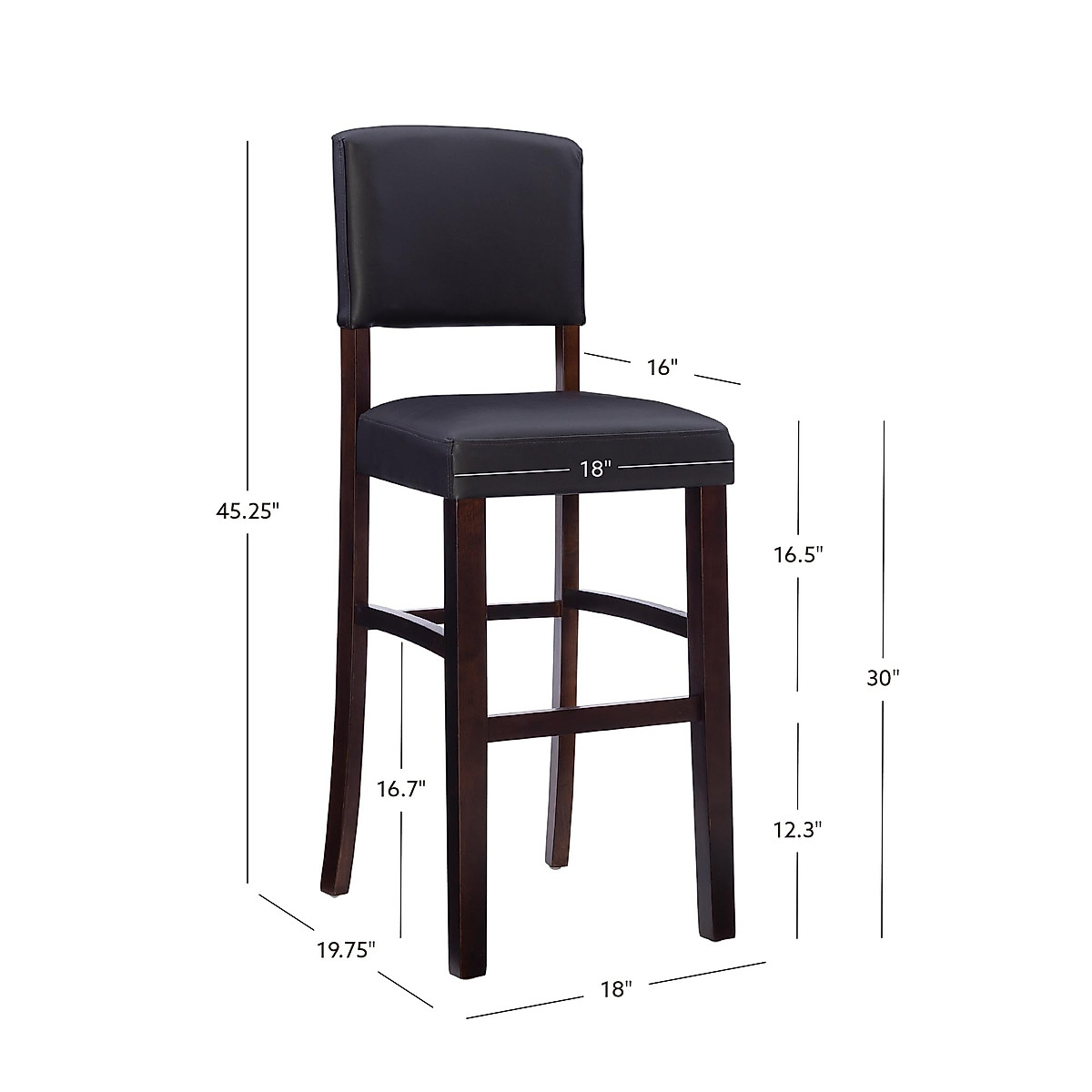 Linon Monaco Stool 30" Espresso