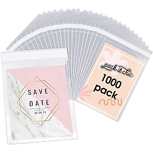 Pack It Chic - 4” X 6” (1000 Pack) Clear Resealable Polypropylene Bags - Fits 4X6 Prints, Photos, A1 Cards, Envelopes - Self Seal