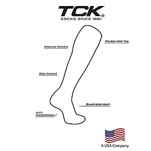 TCK Flat Knit Sanitary Liner Baseball Socks (Large, White)