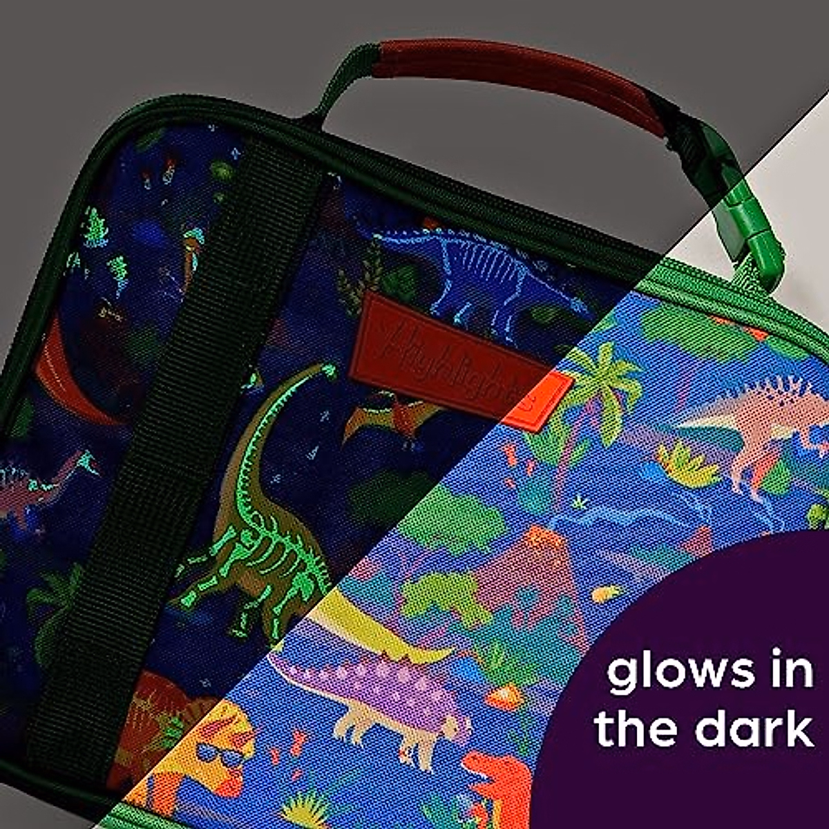 Highlights Dinosaur Glow-in-The-Dark 17" Backpack Set for Kids with 17" Dinosaur Backpack, Insulated Lunch Box, and Leakproof Water Bottle, for Boys and Girls Ages 3+