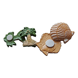 Shoreside Nautical Seashell & Island Miniature Beach Themed Arts and Crafts Stickers Starfish, Seashell, Conch Shell, Palm Tree, & Flip Flop (12 Pieces)