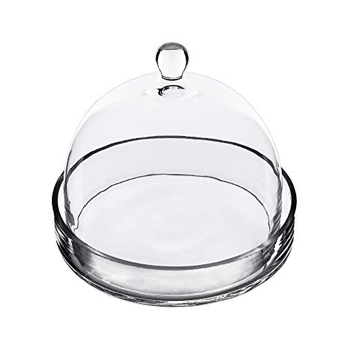 CYS EXCEL Bell Dome Cloche with Glass Base (H:7.5" W:8") | Multiple Size Choices Cake Dessert Display | Terrarium Jar Plant Cover