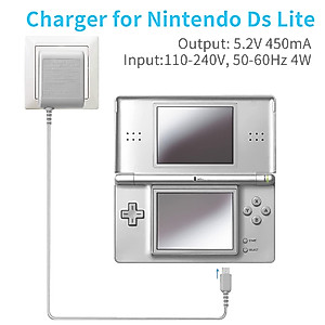 Ds Lite Charger, Flip Travel Charger Charger Power Supply AC Adapter Wall Charger Power Cord 5.2V 450mA for Nintendo DS Lite (Grey)