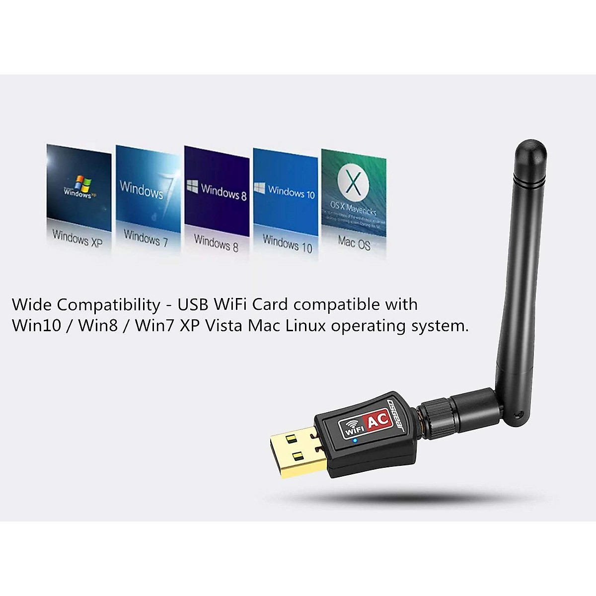 OSGEAR USB WiFi Adapter 600Mbps Wireless Card Network Dongle for PC Laptop Desktop with High Gain 5dBi Antenna Dual Band 802.11a 2.4GHz 150Mbps 5GHz 433Mbps Supports Win10 8 7 XP Vista Mac OS Linux