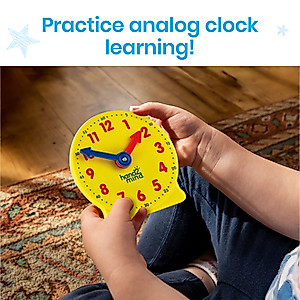 hand2mind Mini Geared Clock, Telling Time Teaching Clock, Learn to Tell Time Clock, Analog Learning Clock, Clock for Kids Learning to Tell Time, Teaching Time Classroom Clock (Set of 24)