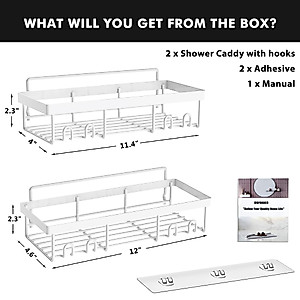 Moforoco Shower Caddy Shelf Organizer Rack, Self Adhesive Black Bathroom Shelves Basket, Home Farmhouse Wall Inside Organization and Storage Decor Rv Accessories, First Camper Apartment Essentials