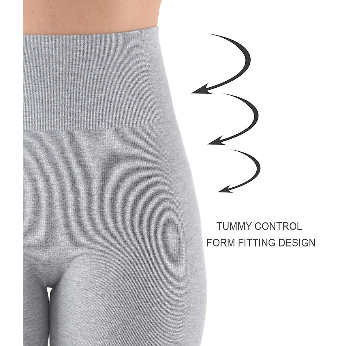 AEKO Women's Yoga Pants Soft Cotton Blend High Waist Workout Leggings (S/M USA 2-6, LHW010N-L.Gry)