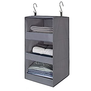 GRANNY SAYS 3-Shelf Hanging Closet Organizer, Collapsible Hanging Closet Shelves, Hanging Organizer for Closet & RV, Gray, 29 ¾" H X 12" W X 12" D, 1-Pack