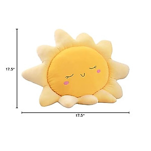 unlockgift Cuddly Plush Sun Pillow, Cloud Decorative Pillow for Bedroom, Playroom, Nursery, Cute Photo Props Pillow-01 Sun,17.5"