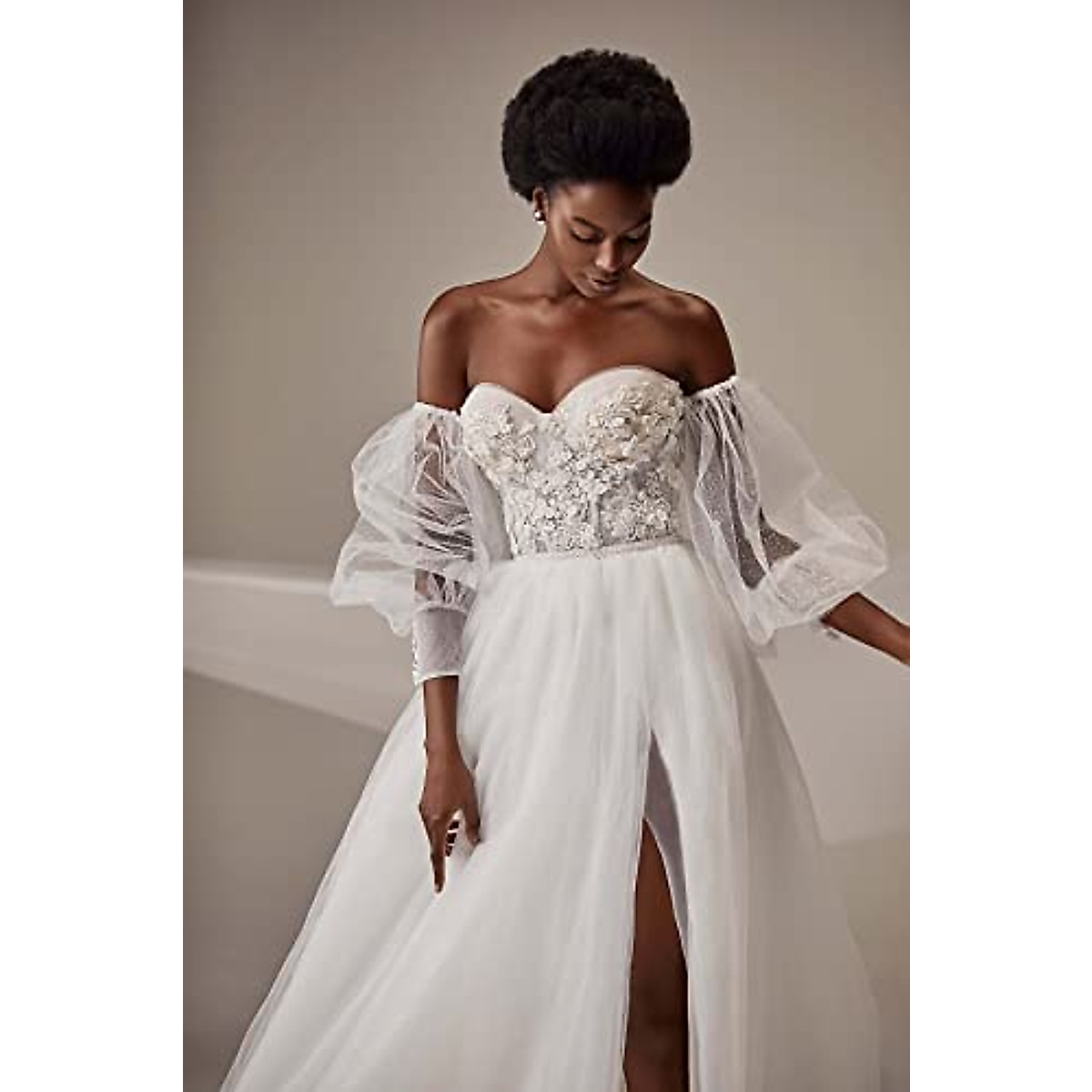 Passat Ivory Long Detachable Chiffon Puff Sleeves For Wedding Dress Spark Detachable Sleeves For Wedding Dresses Add On 04