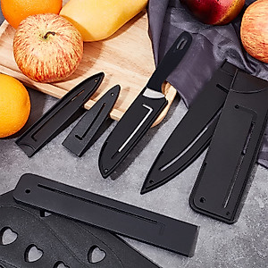 CHGCRAFT 13Pcs 7 Sizes Plastic Universal Knife Edge Guards Non-BPA Knife Sheath Black Knife Cover Sleeves Knife Protectors