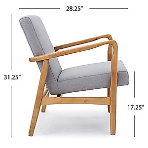 GDF Studio Winford Light Grey Fabric Wood Frame Mid Century Modern Office Chair