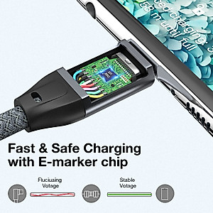 90 Degree USB C to USB C Cable, USB C 3.2 Cable 20Gbps Data Transfer, 4K@60Hz 8K@30Hz Video Right Angle 100W PD Fast Charging Cable with E-Marker for Thunderbolt 3/4, MacBook Pro, iPad Pro, Galaxy S20