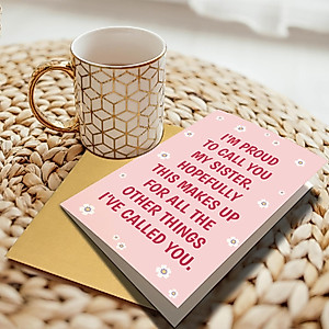 Chenive Funny Sister Birthday Card, Proud Of You Card for Sister, Congratulations Card for Sister Sis, Sister Graduation Card, New Job Card for Sister