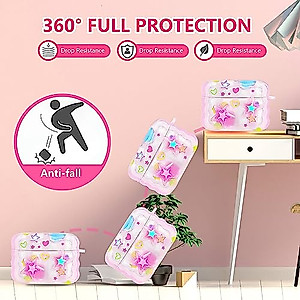 Mainrenka Cute Star Airpod Pro Case with Keychain Compatible with Kawaii Aesthetic Airpods Pro Case for Women Girl