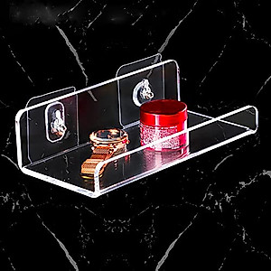 Teensery Clear Acrylic Floating Shelf Wall Mounted Display Shelf U-Shaped Storage Rack Organizer for Home, Bathroom, Kitchen, Living Room, Nail Salon, 7.87 x 3.94 Inch (1 Piece)