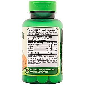 Nature's Truth Vitamin C 500 mg Chewable with RH Tabs, 60 Count (Pack of 3)