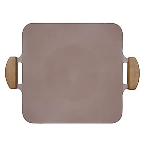 Dr.HOWS SOLID Square Griddle Pan Ceramic, Nonstick grill pan with Wooden handle, Portable 12 Inch Indoor/Outdoor Stovetop, Induction, Electric, Hot plate, Gas Burner, pouch (NUDE PINK)