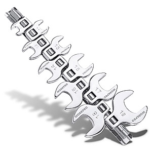 WORKPRO 3/8" Drive Crowfoot Wrench Set, 10-Piece Metric Crowfoot Wrench with Clip-on Organizer, 10-19mm, Great for Automotive Repair Work Hard-To-Reach Areas