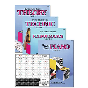 WHOMYA Bastien Piano Basics Level 2 Learning Set by Bastien - Lesson, Theory, Performance, Technique & Artistry Books & Juliet Music Piano Keys 88/61/54/49 Full Set Removable Sticker…