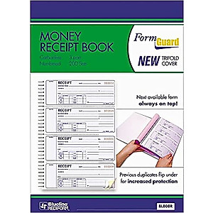 Rediform Formguard Money Receipt Book, 2.75 x 7 Inch, 4x100 Receipts (8L808R)