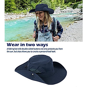 Wmcaps UPF 50+ Sun Protection Hats for Men Women, Wide Brim Waterproof Bucket Hat for Fishing, Hiking, Garden, Outdoor Dark Grey
